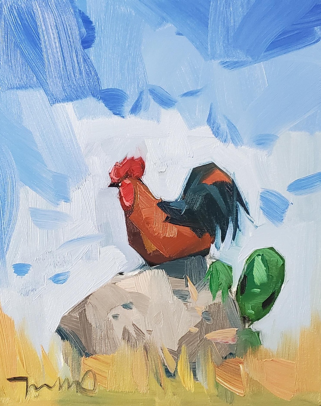 Rooster Rock Alien Art PRINT of Painting by Artist Jose Trujillo - Etsy