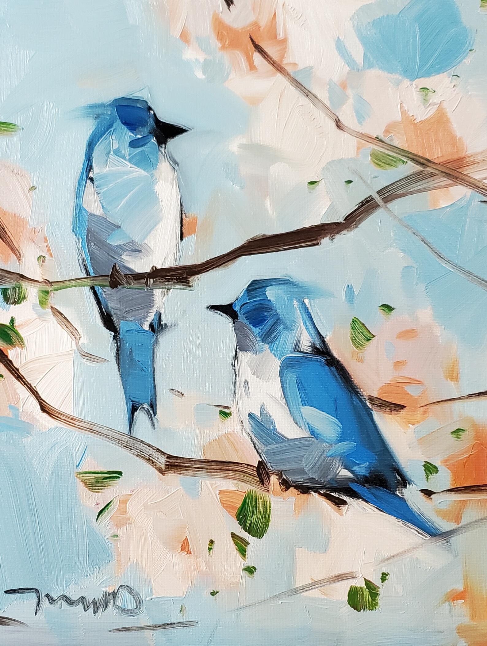 Jose Trujillo Large 16x20" Canvas Print Impressionist Two Blue Birds ...