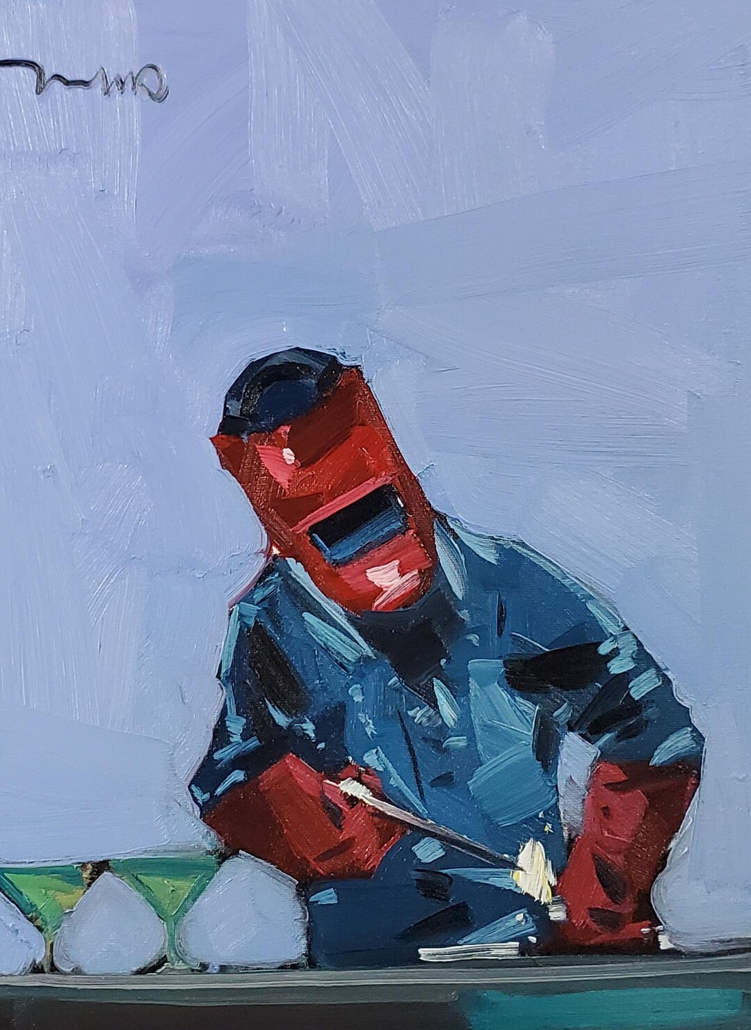 Welder Bar Art PRINT of an Oil Painting by Artist Jose Trujillo 16x20 ...