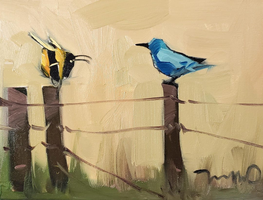 Jose Trujillo Large 16x20" Canvas Print Impressionist Bee and Bird - Etsy