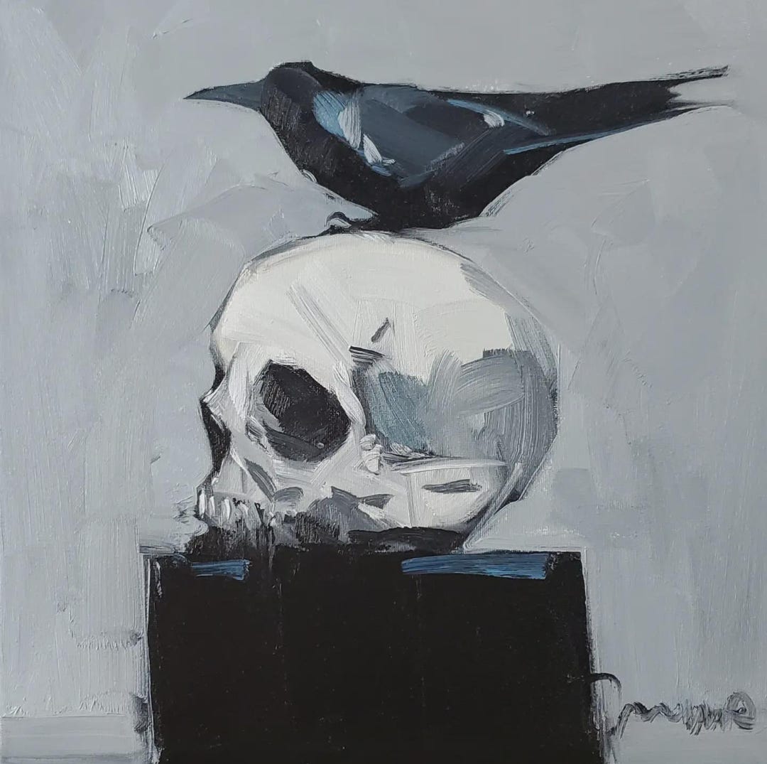 Skull Crow Memento Mori Art PRINT of Oil Painting by Artist Jose ...