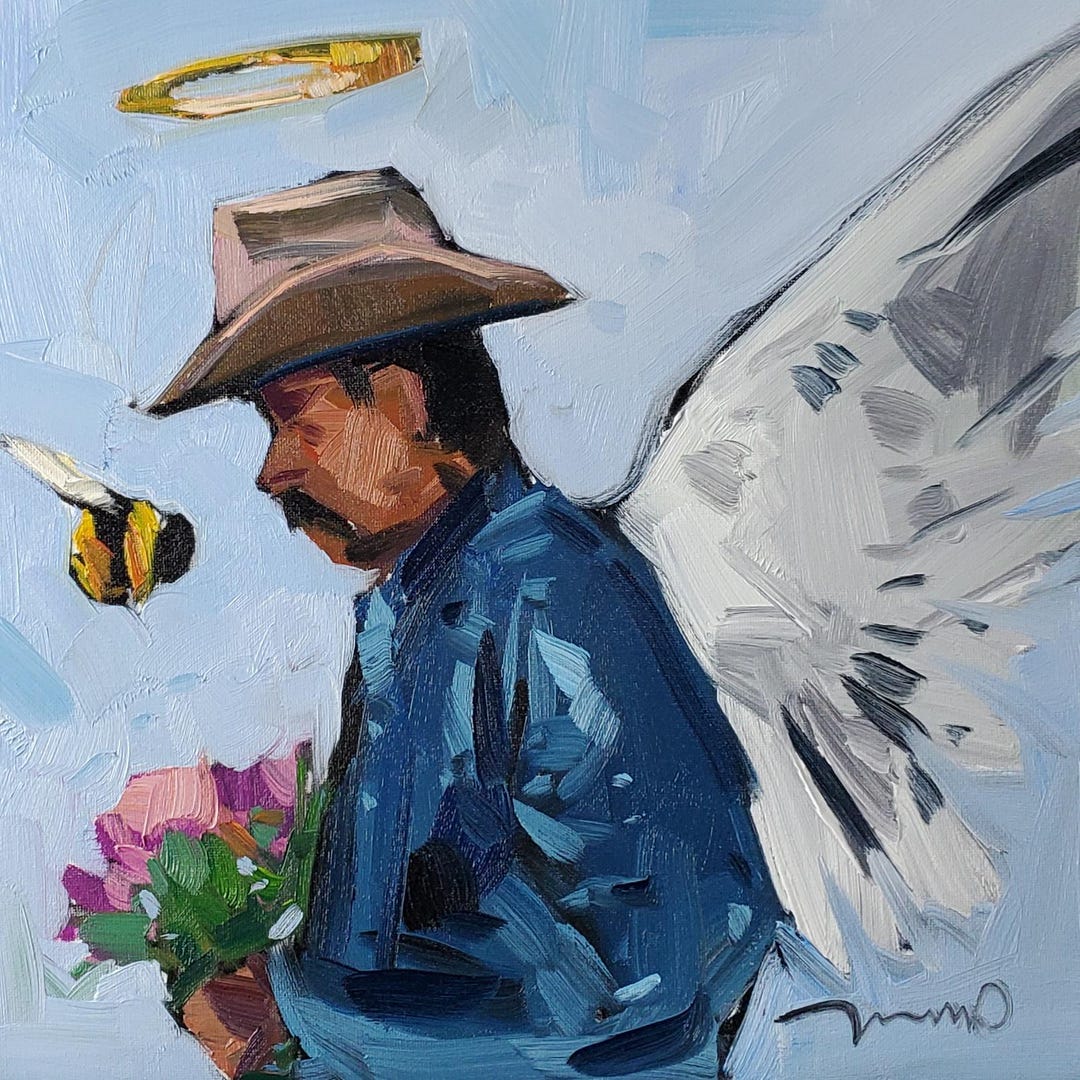 Angel Cowboy Modern Art PRINT of Painting by Artist Jose Trujillo 16x16 ...