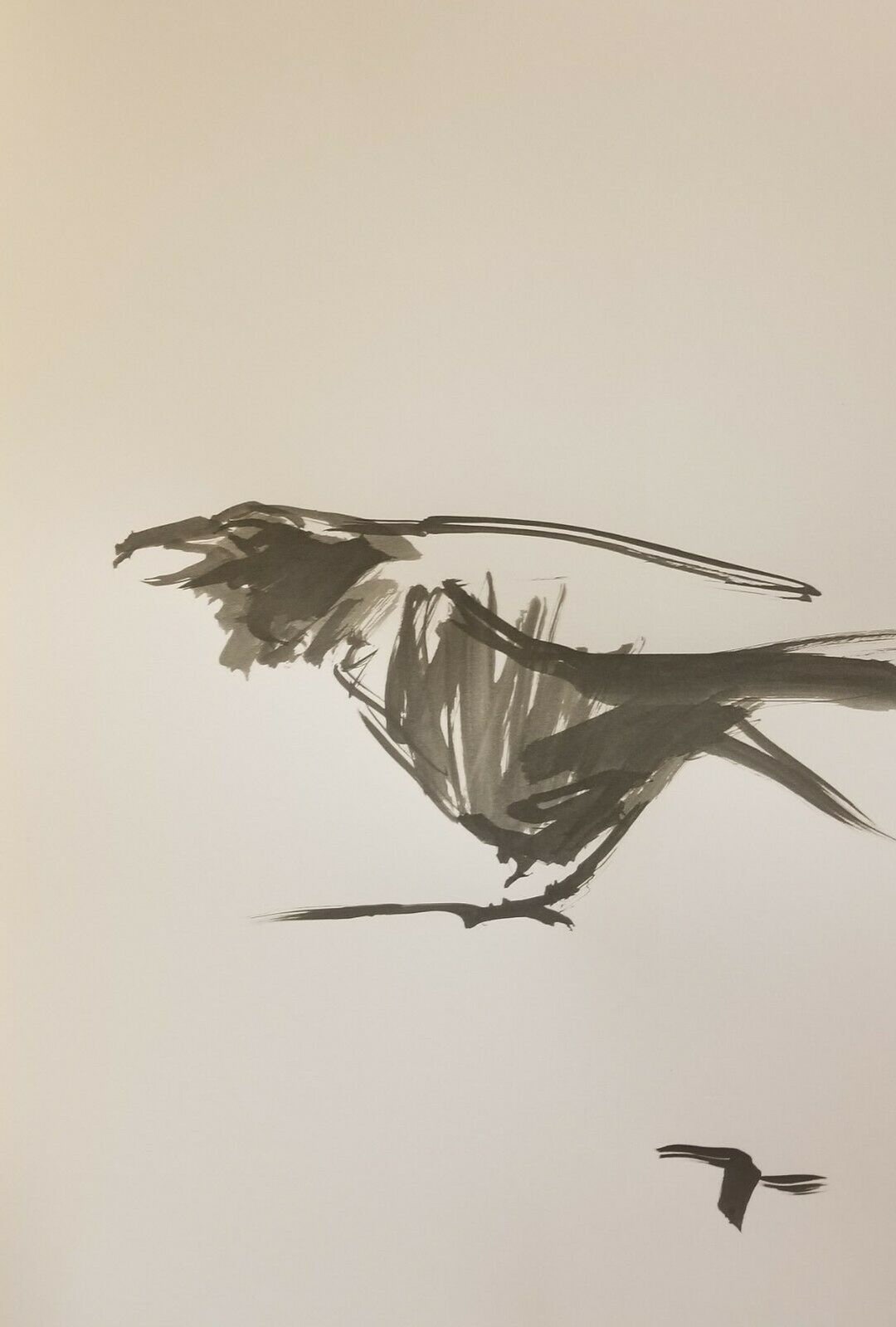 Jose Trujillo - Ink Painting Expressionist Crow Raven Dark Bird ...