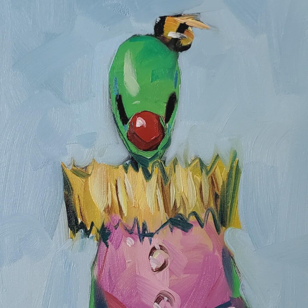 Alien Clown Art PRINT of Oil Painting by Artist Jose TRUJILLO 16x16 - Etsy