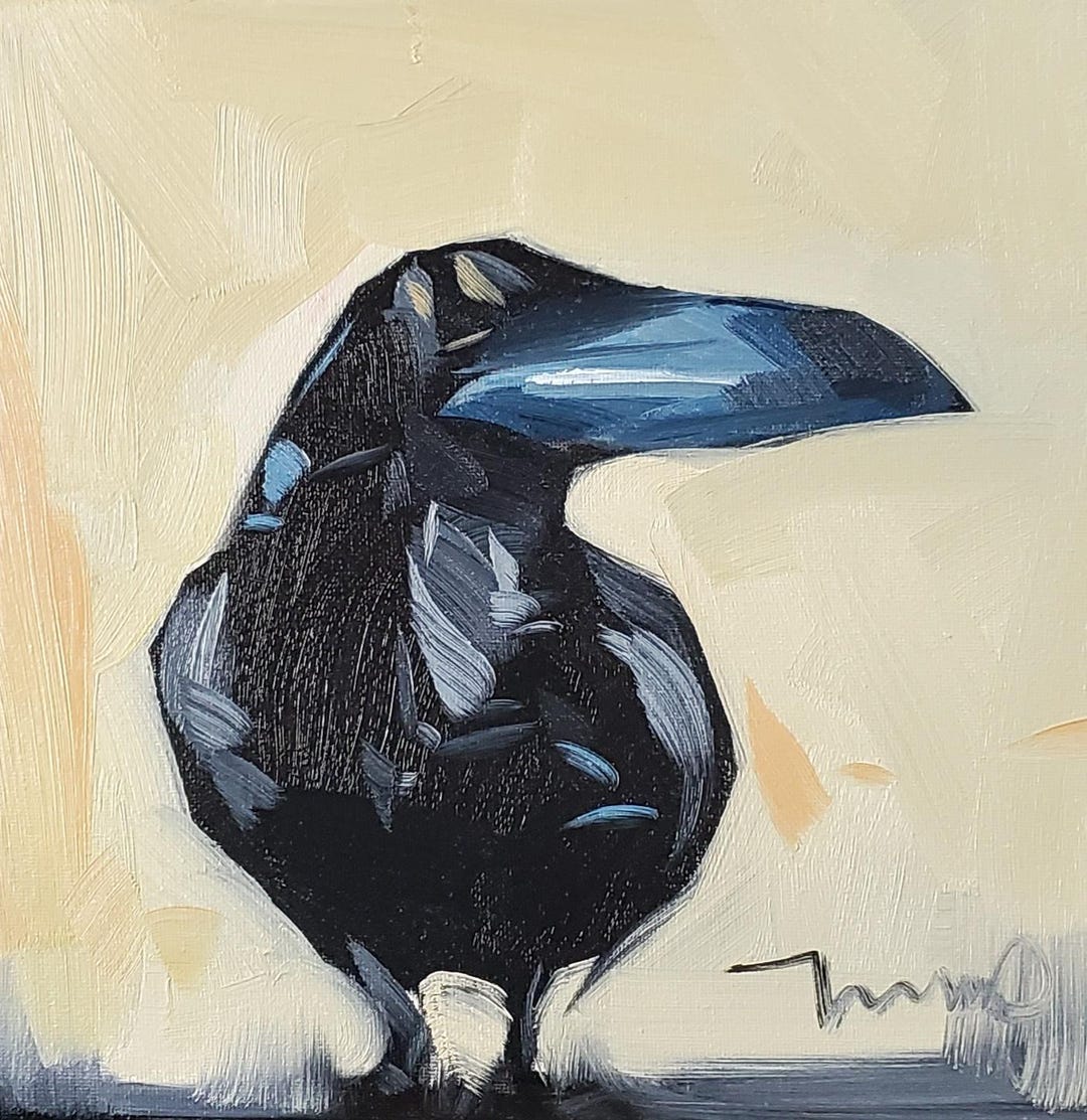 Black Bird by Modern Artist Jose Trujillo Contemporary Decor - Etsy