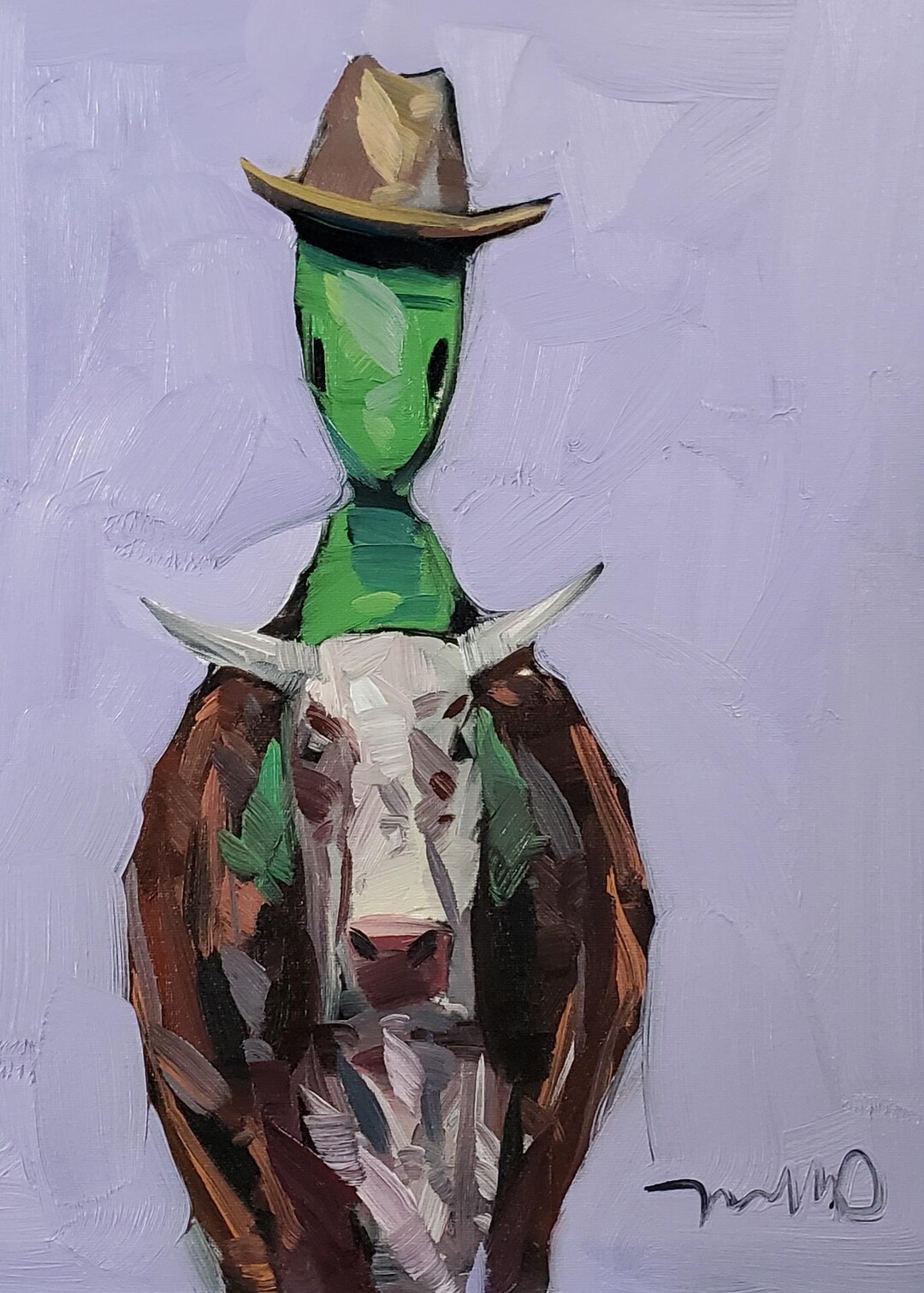 Cow Alien Cowboy Art PRINT of Painting by Artist Jose Trujillo 16x20 - Etsy