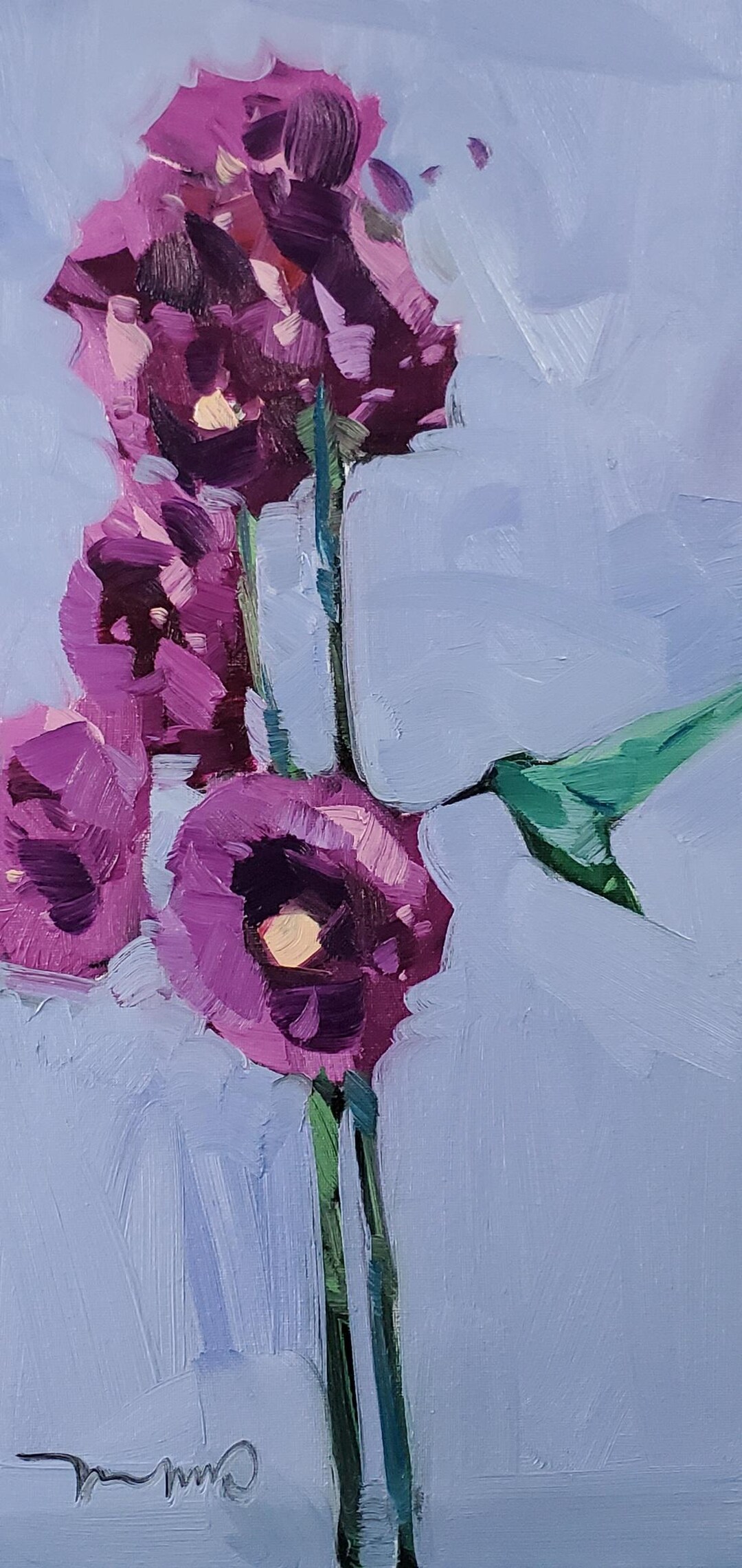 Purple Flowers Art PRINT of an Oil Painting Impressionism Artist 12x24 ...