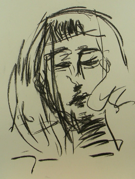 Jose Trujillo Expressionism Original Charcoal Drawing Portrait | Etsy