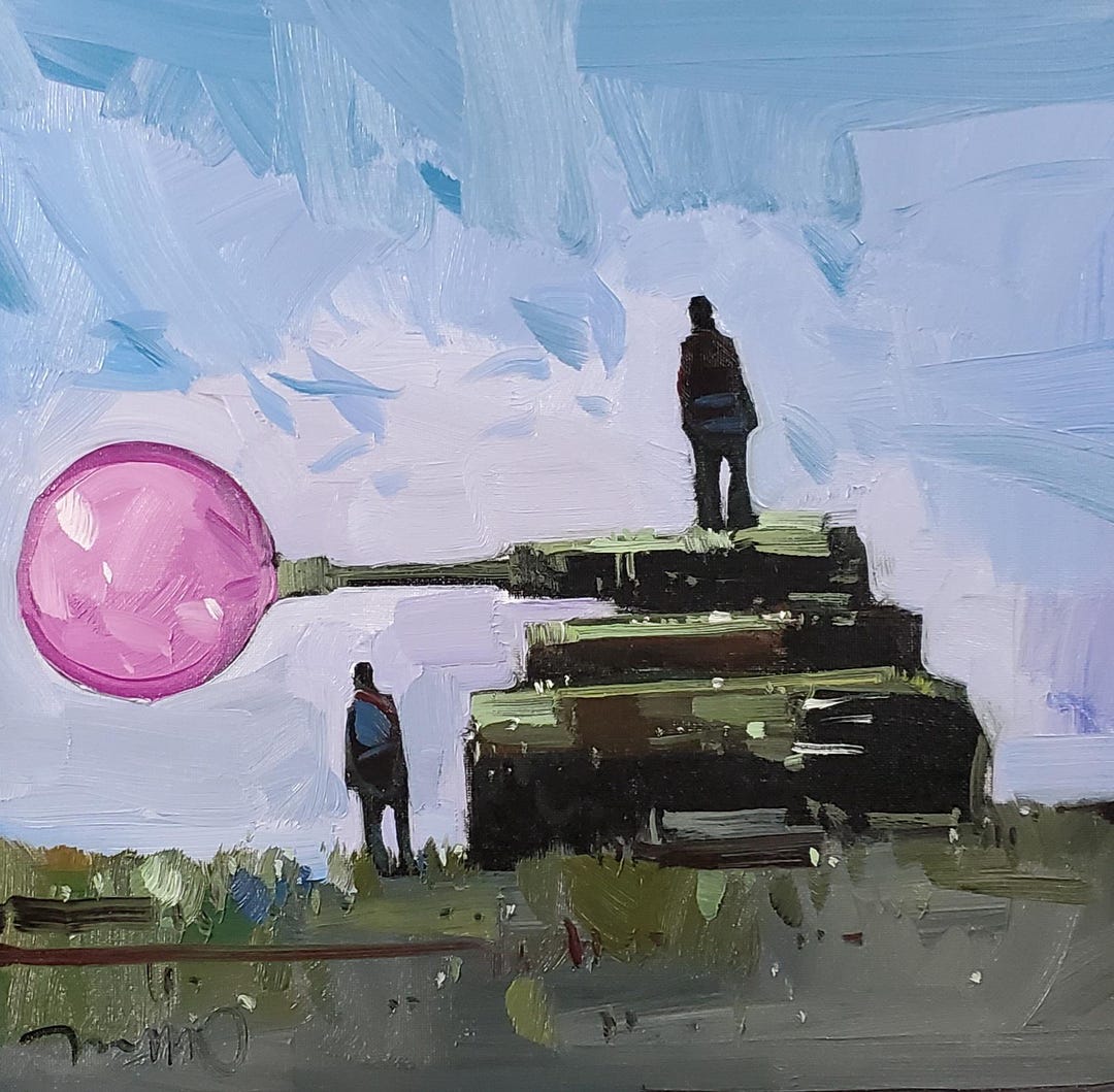 War Tank Bubblegum Art PRINT of Painting by Artist Jose Trujillo 16x16 ...