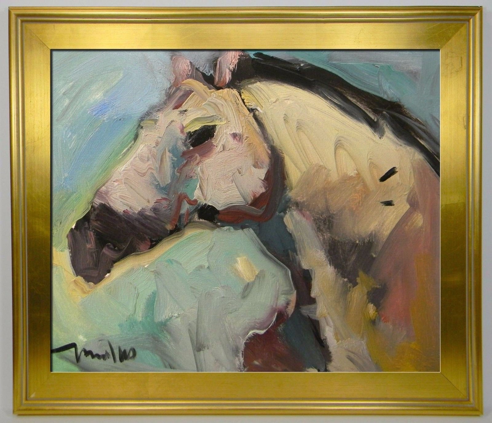 Jose Trujillo 16x20 Large Framed Impressionism Modernist Portrait Horse ...