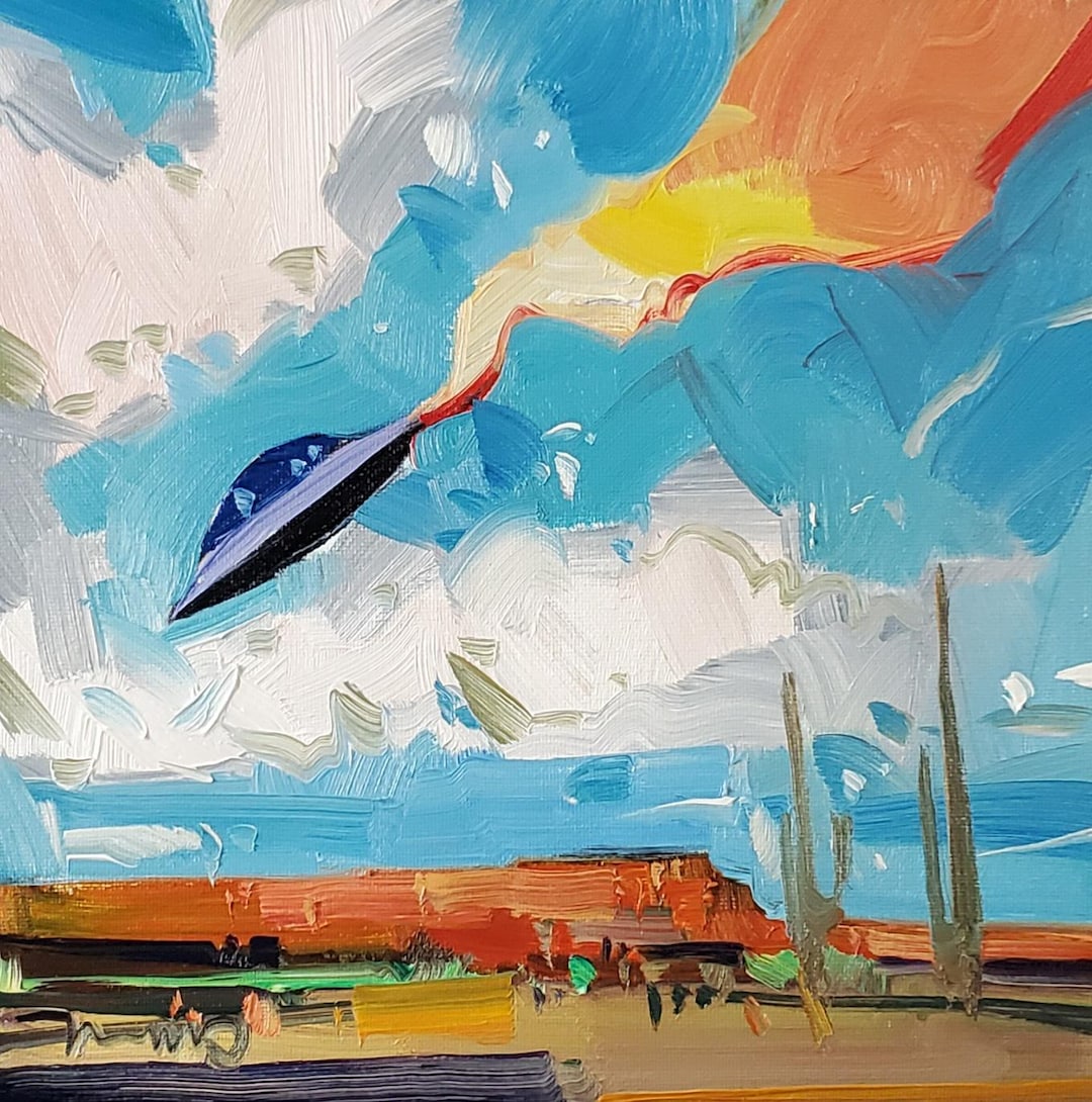 UFO Crash Desert Art PRINT of Painting by Artist Jose Trujillo 16x16 - Etsy
