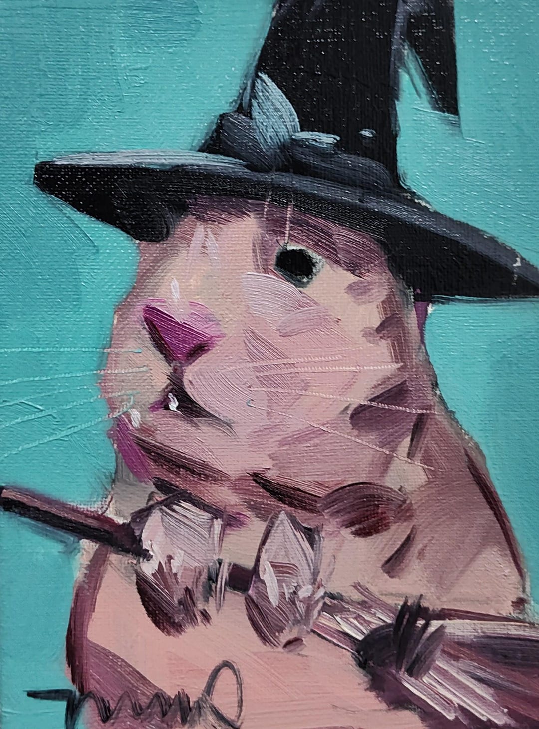 Jose Trujillo ORIGINAL Oil Painting Impressionist Witch Hamster ...