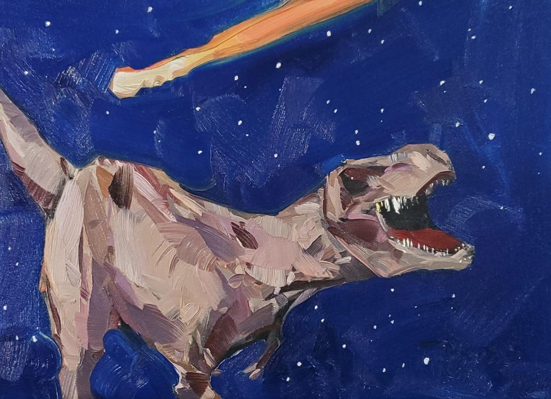 T-rex Meteorite Artwork PRINT of Oil Painting by Artist Jose Trujillo ...