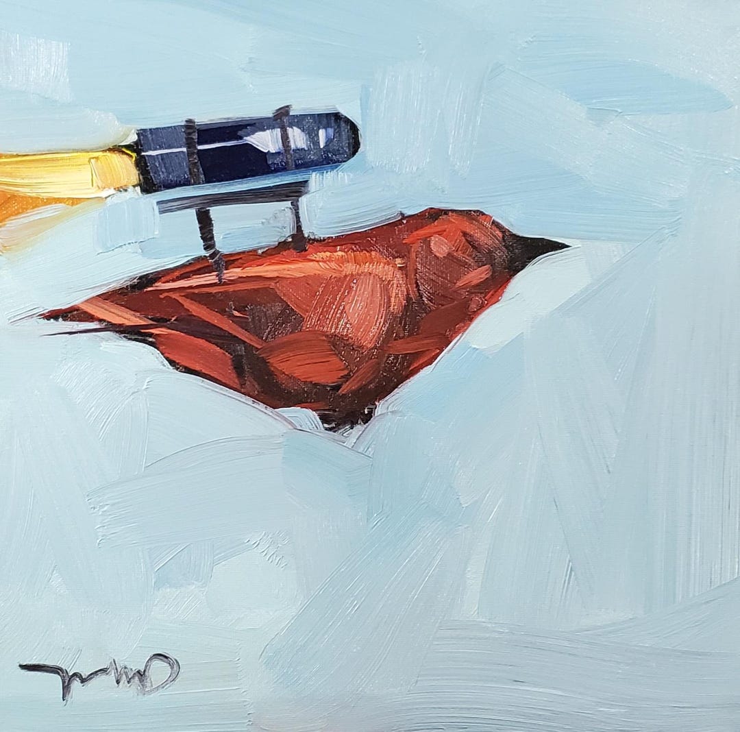 Red Bird Rocket Art PRINT of Painting by Artist Jose Trujillo 16x16 - Etsy
