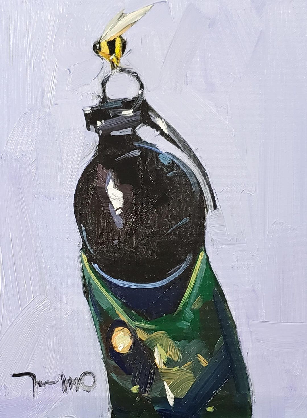 Fish Swallowing Grenade Bee Art PRINT of a Oil Painting by Artist Jose ...