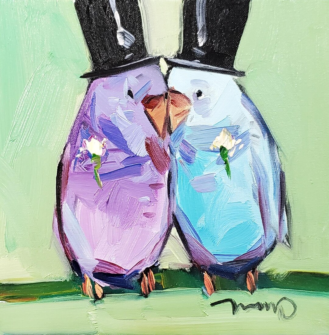 Birds Modern Art PRINT of an Oil Painting by Artist Jose Trujillo 16x16 ...