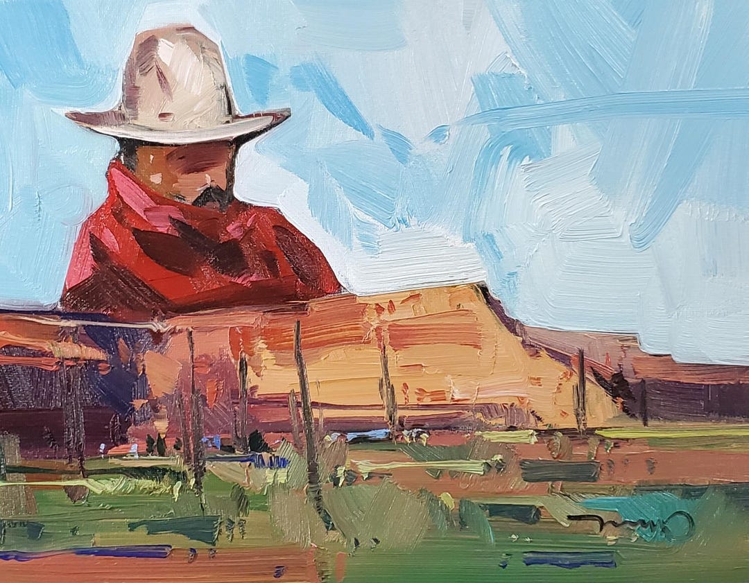 Giant Cowboy Mountain Art PRINT of an Oil Painting by Artist Jose ...