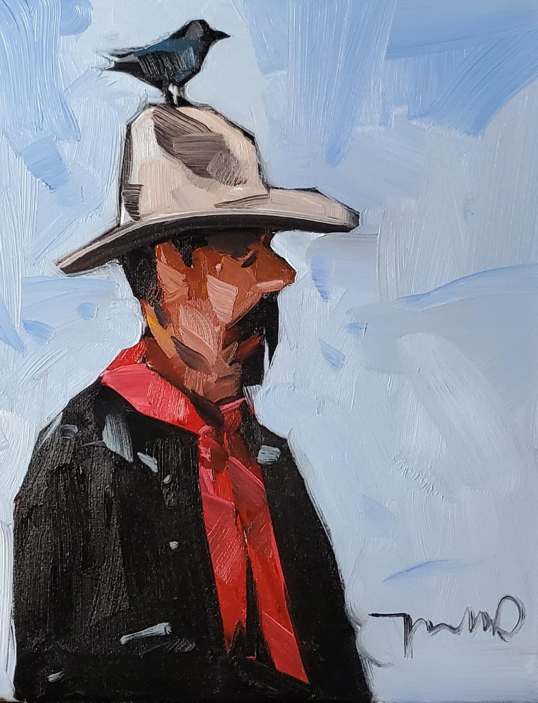 Old Rancher Cowboy Portrait Art PRINT of Painting by Collectible Artist ...