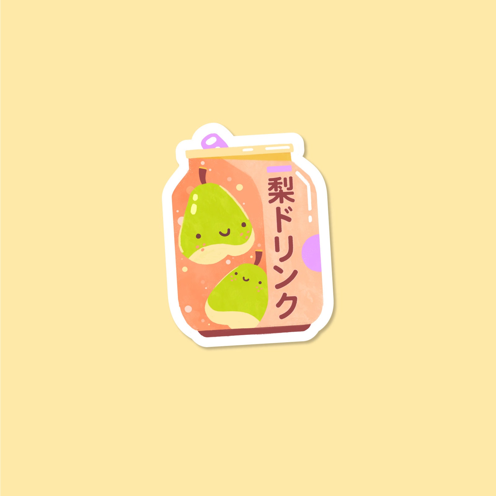 Fruit Drinks Cute Vinyl Sticker - Pear Apple Cherry Orange Peach - Etsy