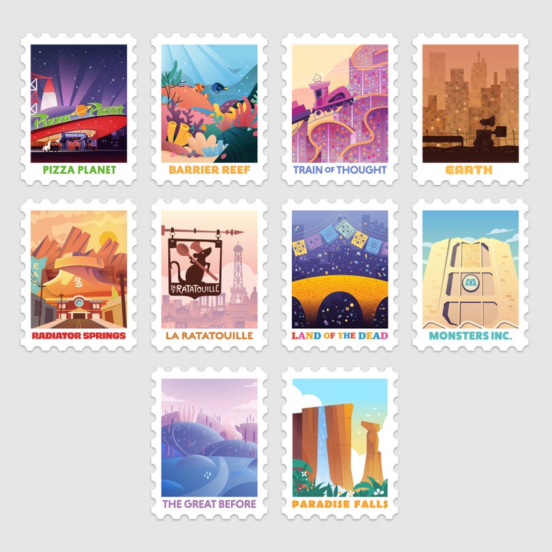 Stamp Vinyl - Animated Destinations Sticker - Vintage Travel Style - Etsy