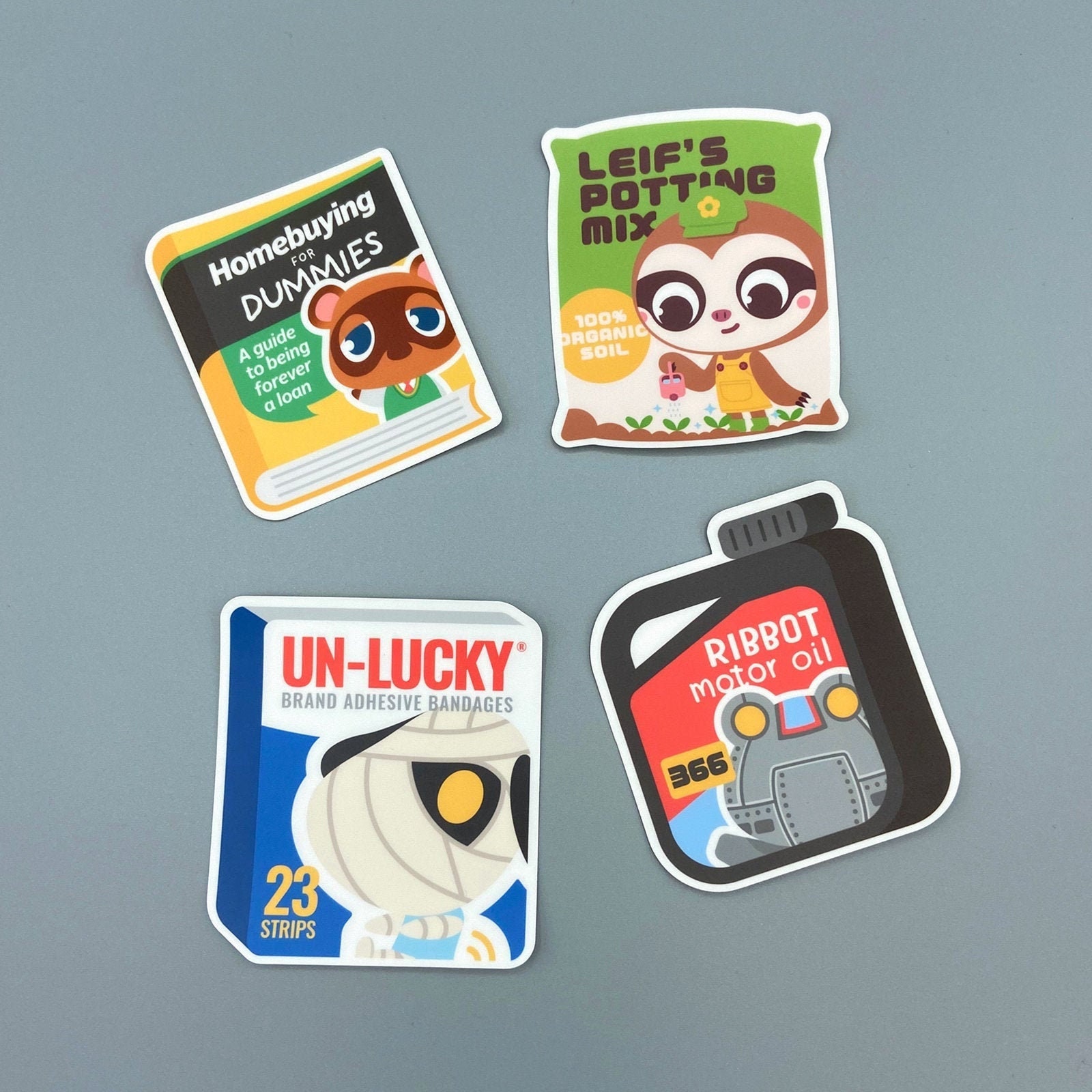 Animal Crossing Vinyl Sticker Lucky Bandaid Tom Nook Book - Etsy