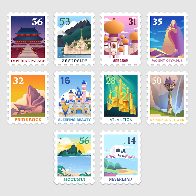 Stamp Vinyl Fairytale Destinations Sticker Vintage Travel | Etsy