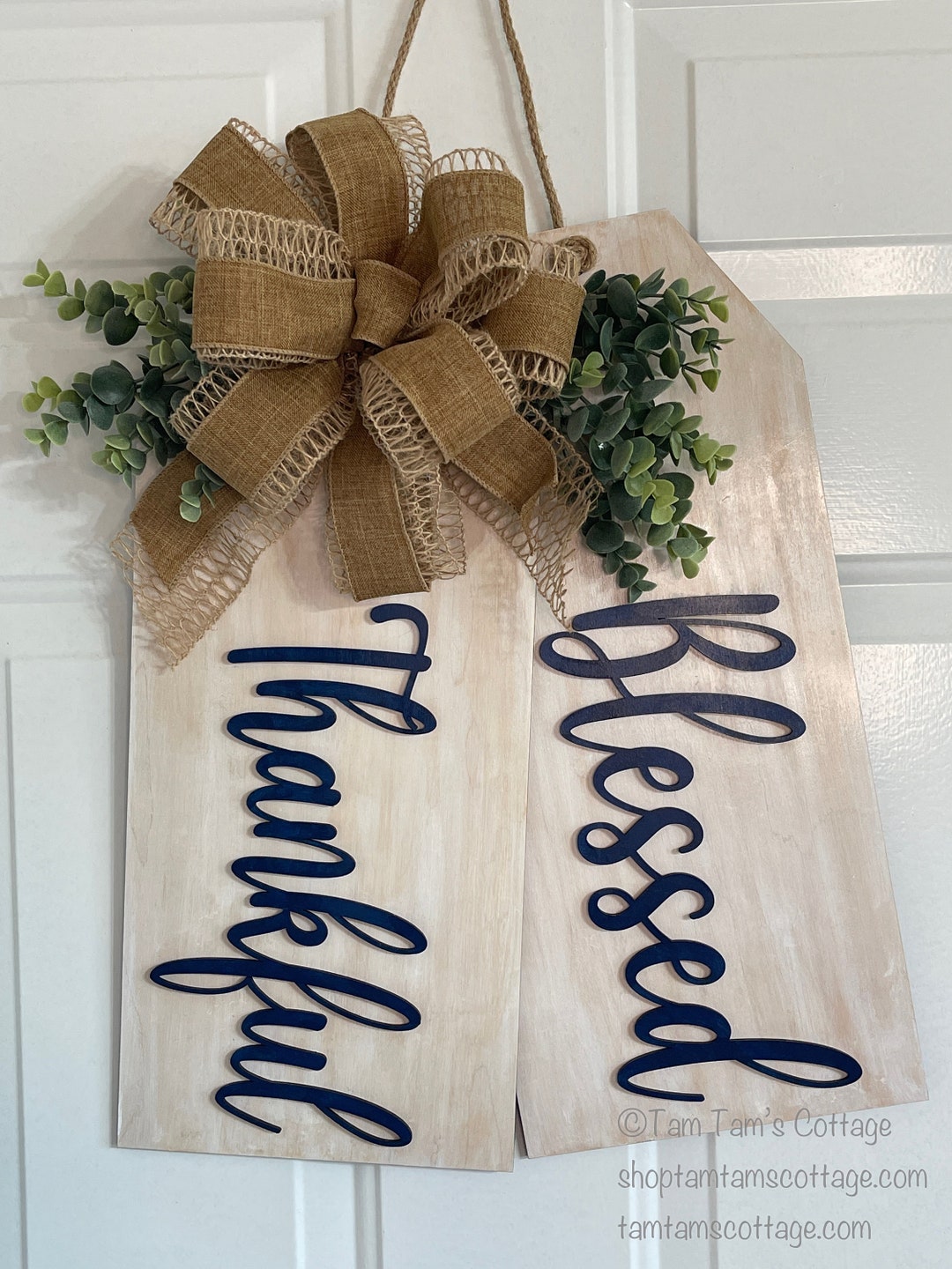 Blessed Thankful Door Tag Hanger Tamtamscottage - Etsy