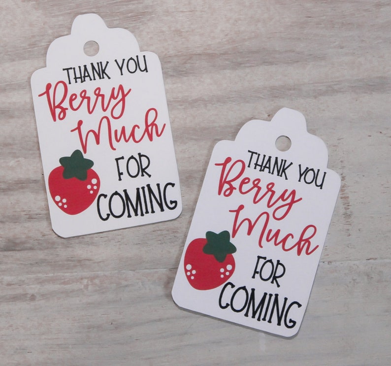 Thank You Berry Much Favor Tags Set of 12 Strawberry Gift | Etsy