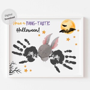 Bat Hands Craft Halloween Fang-tastic Handprint Art Printable Template ...