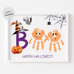 Halloween Art Ghost Handprint Printable Boo Template Baby - Etsy