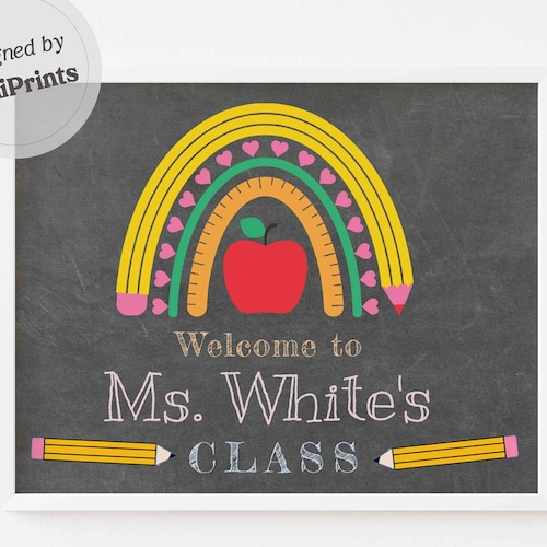 Teacher Door Sign Chalkboard PRINTABLE Personalized Teacher - Etsy