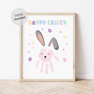 Easter Bunny Handprint Printable Art Handprint Template for Kids Baby ...