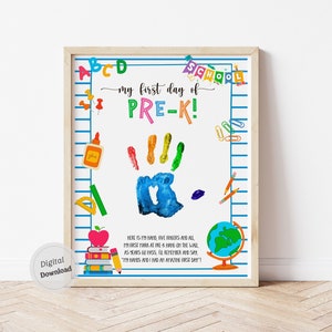 Back to School Handprint Art 1st First Day of Pre-k Poem Printable ...