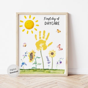 1st First Day of Daycare Handprint Art Template First Day of School ...