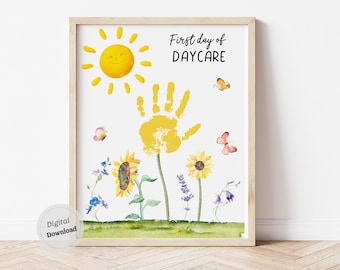 First Day of Preschool Printable Back to School Handprint Art Memory ...