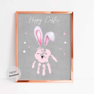Easter Bunny Handprint Printable Art Handprint Template for Kids Baby ...