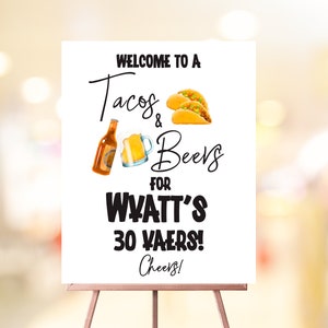 Welcome Beer Birthday Party Decoration Tacos and Beers for 30 40 50 ...