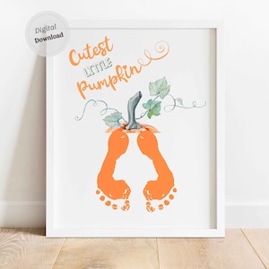 Cutest Little Pumpkin Footprint Handprint Art Thanksgiving - Etsy