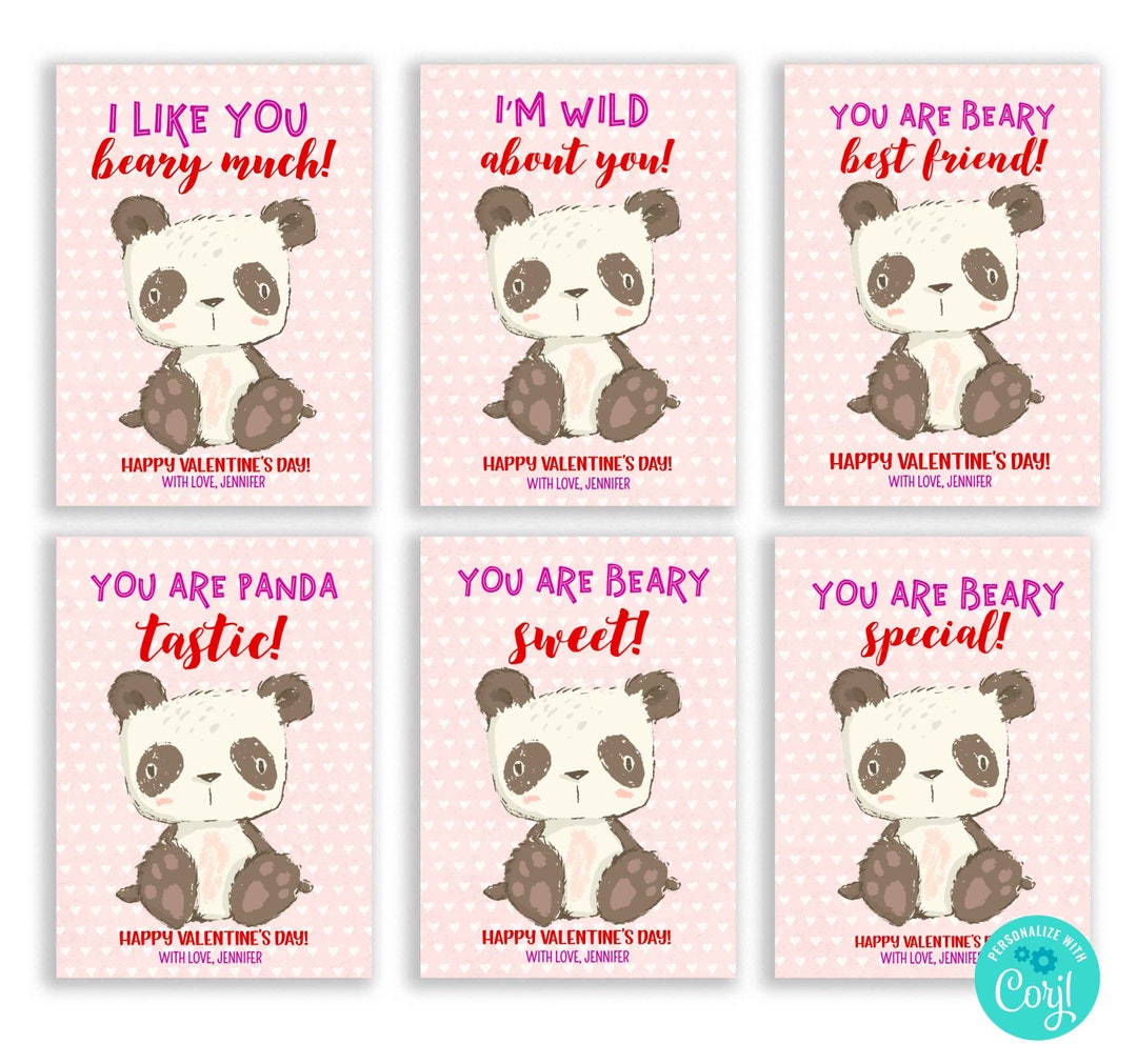 Printable Valentines Day Cards for Kids Panda Valentines Day Cards for ...