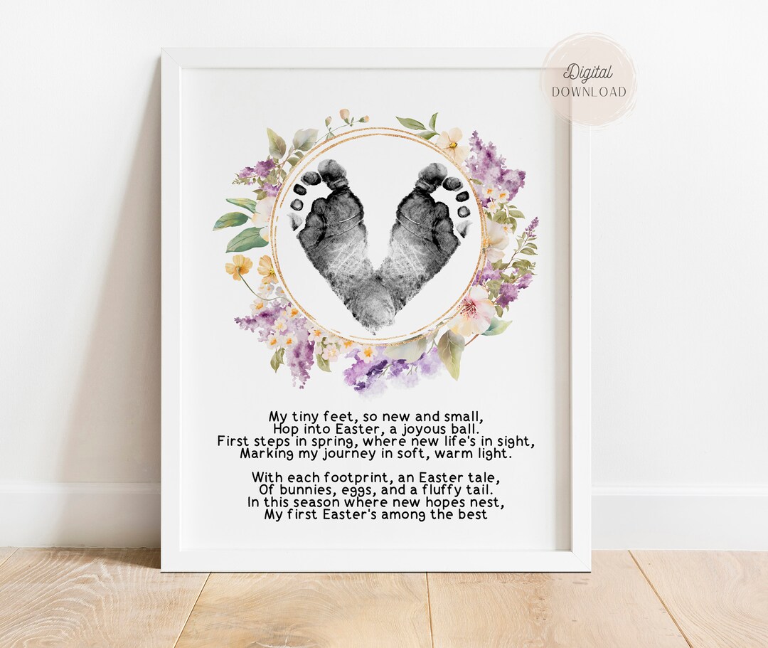 Newborn Footprint Art, Easter Footprints, First Easter Footprint Card ...
