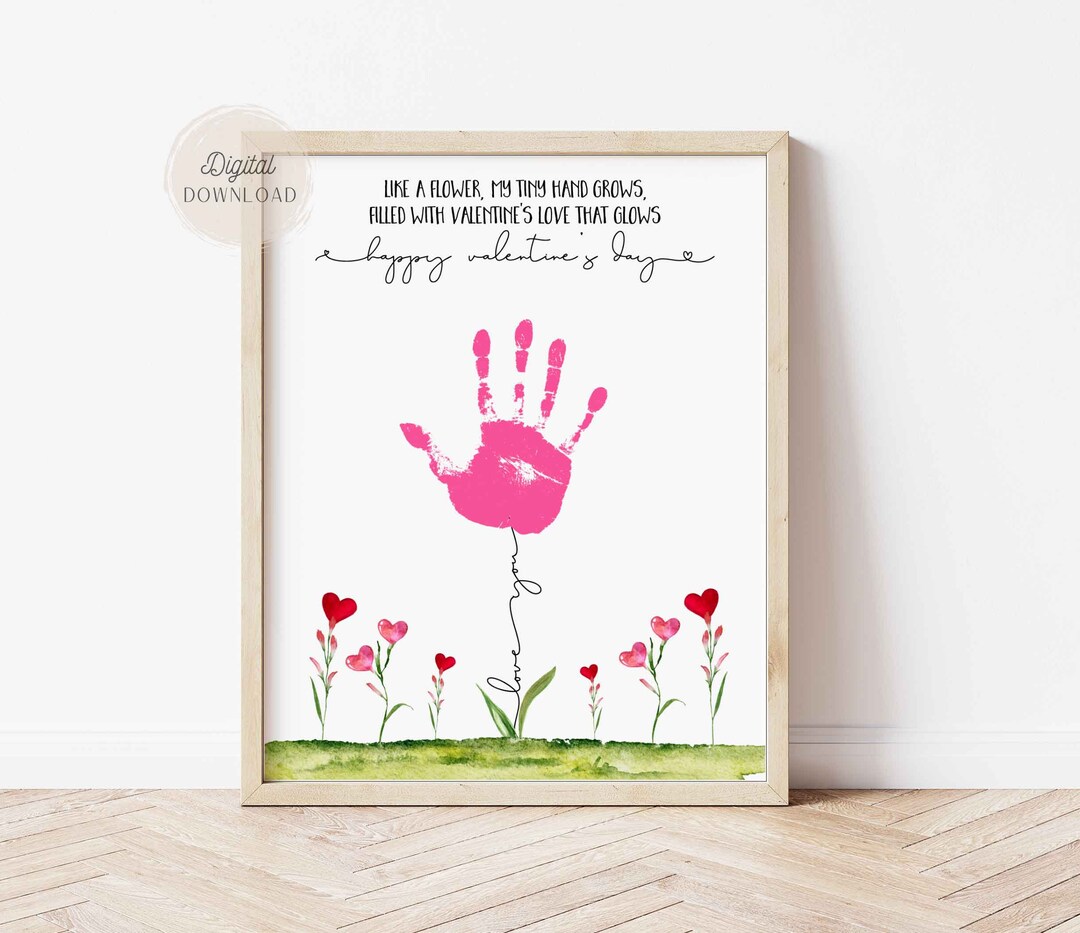 Handprint Valentine Poem Happy Valentines Day Hands Flowers Handprint ...