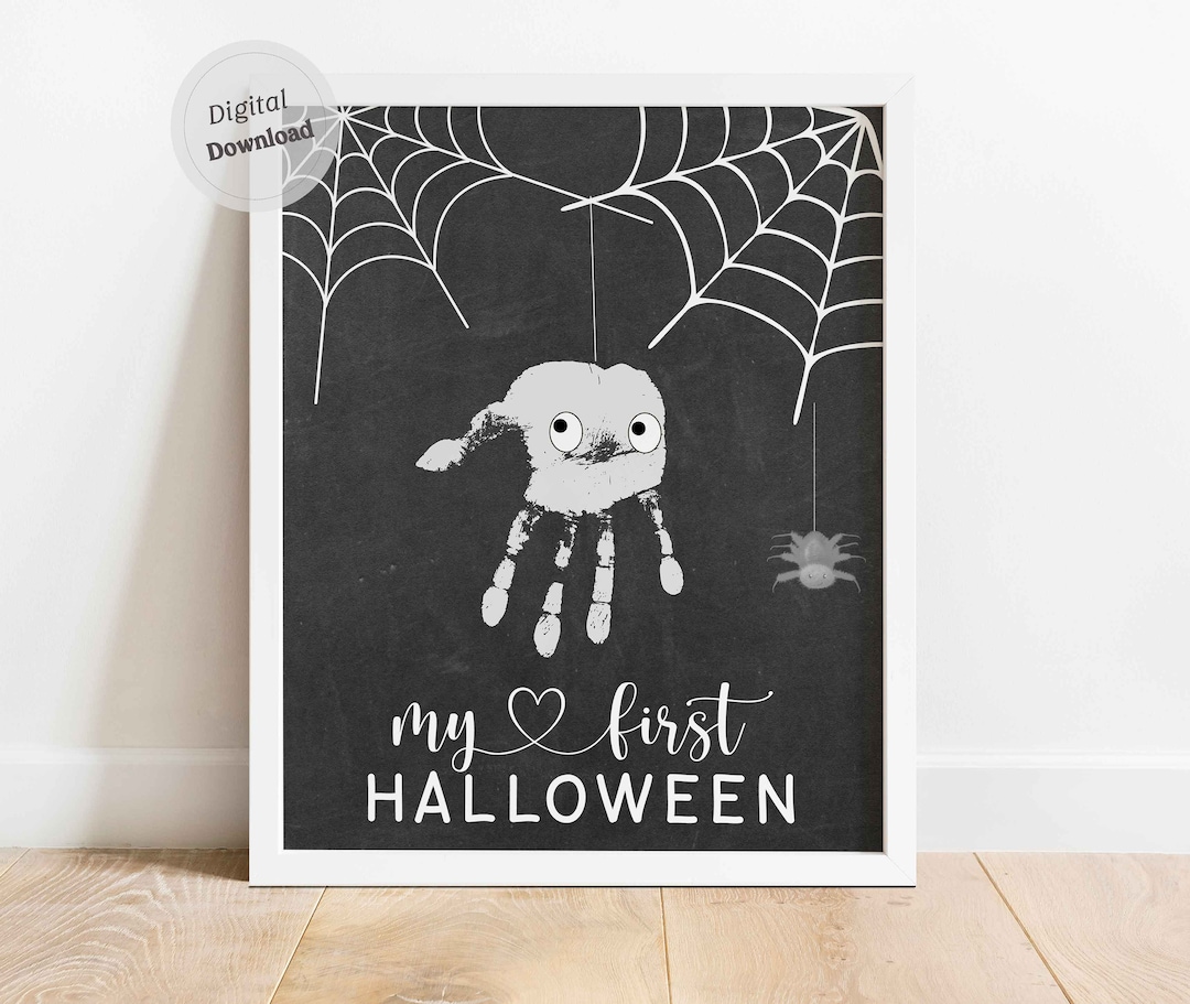 My First Halloween Handprint Art Printable Hand Spider Web Template ...