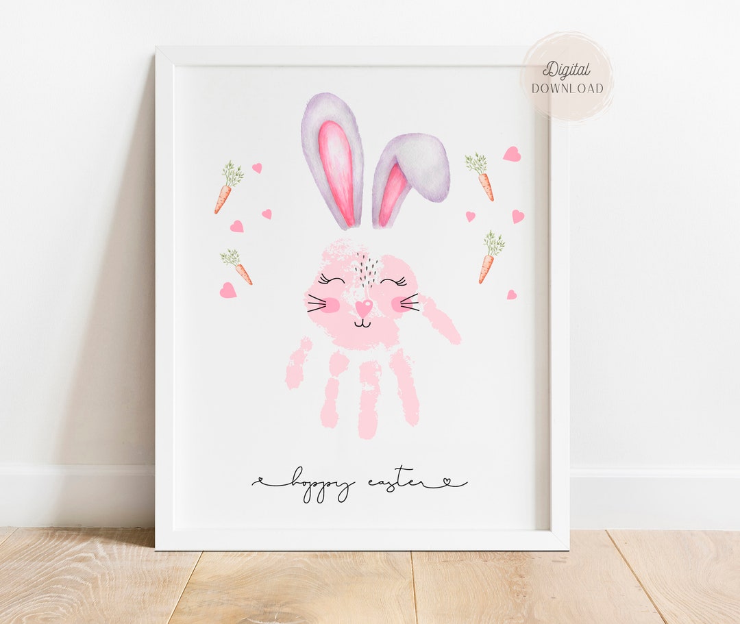 Bunny Handprint, Rabbit Handprint Craft, Hoppy Easter Handprint Art ...