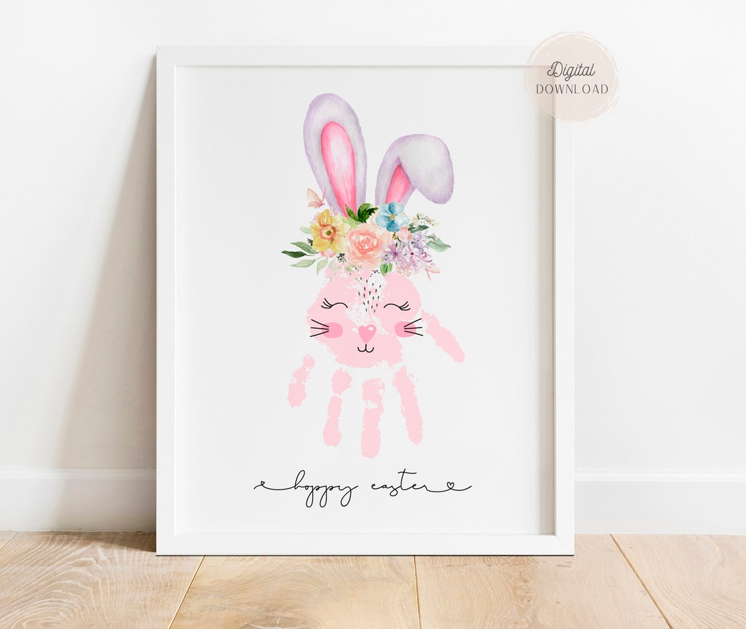 Bunny Handprint, Rabbit Handprint Craft, Hoppy Easter Handprint Card ...
