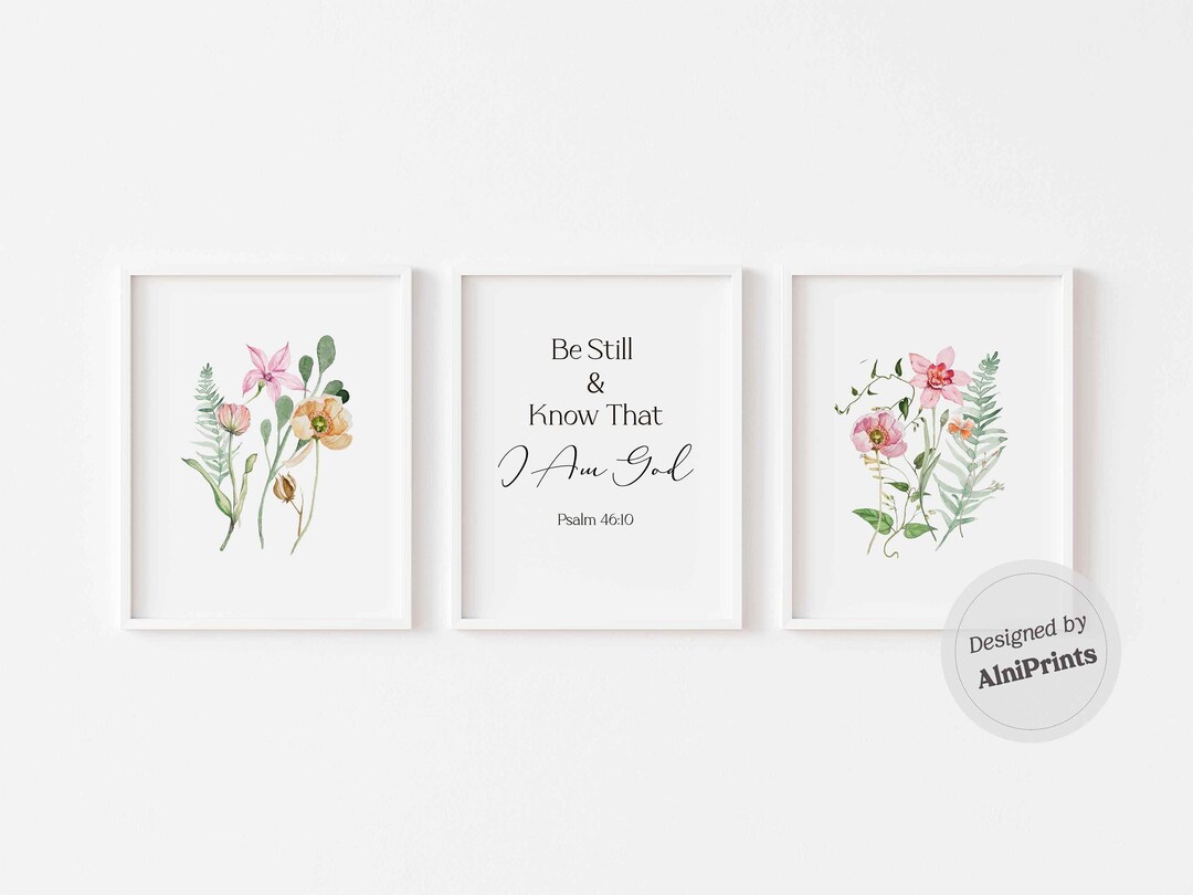Wildflower Christian Scripture Gallery Wall Art Set of 3 Psalm - Etsy