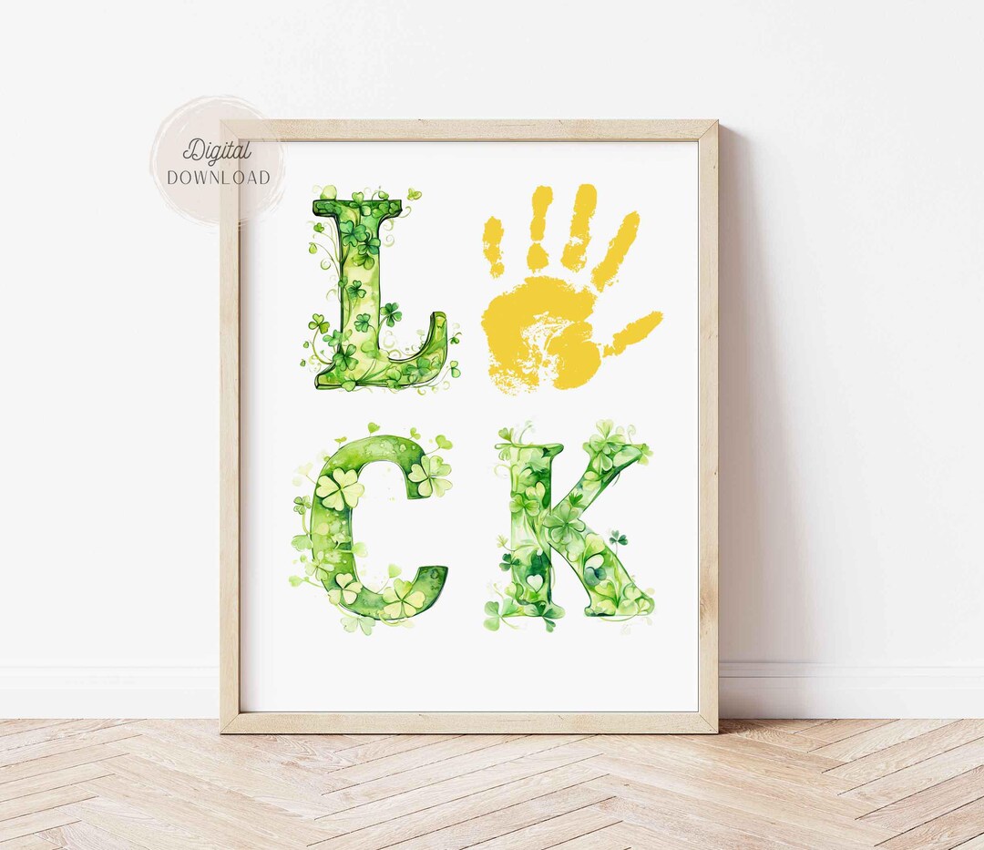 Luck St Patrick's Day Handprint Art, Handprint Card, Kindergarten ...
