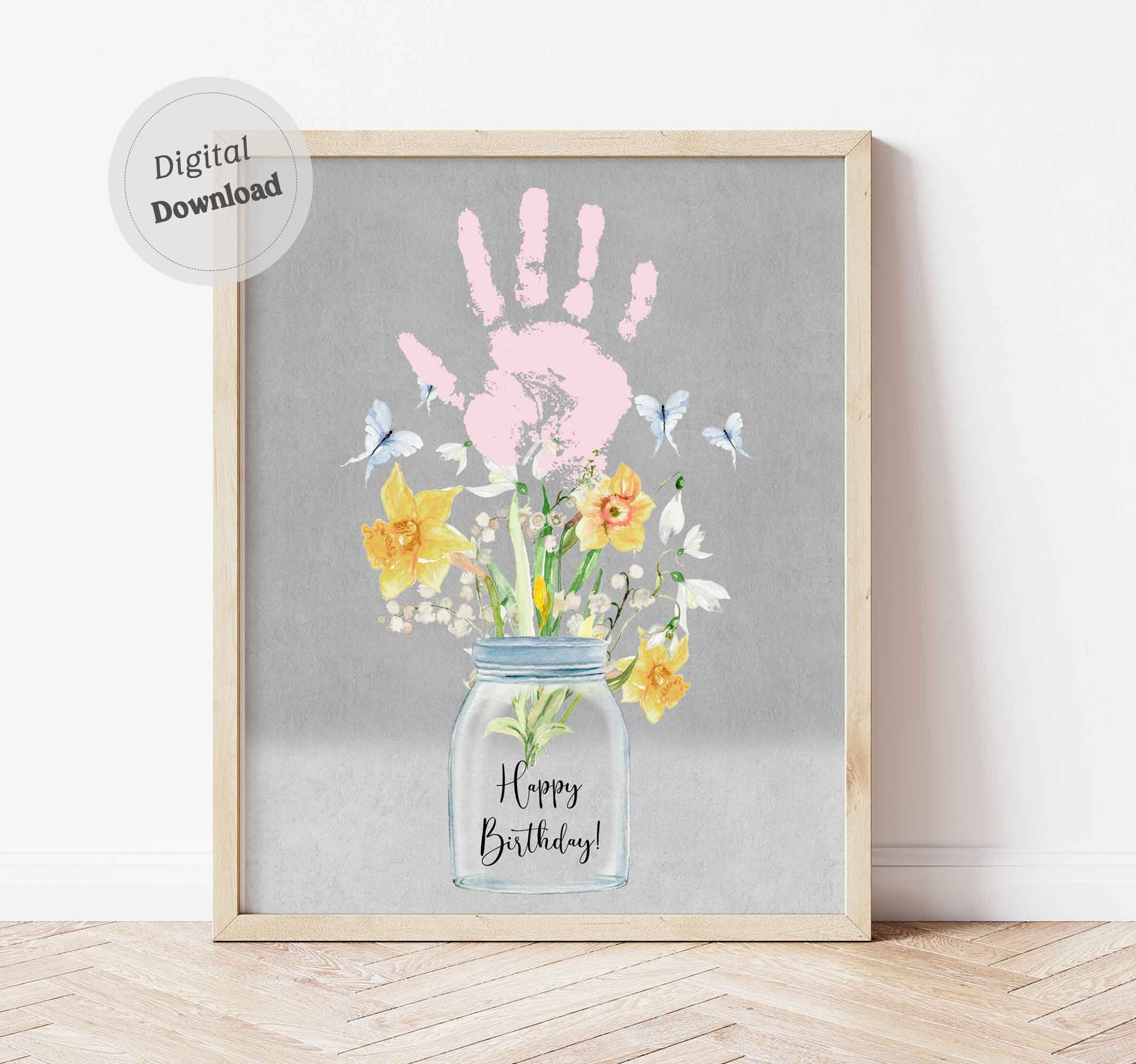 Happy Birthday Handprint Card Printable for Grandma Mom Mum - Etsy Canada