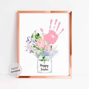 Happy Easter Craft Handprint Printable Spring Flowers Handprint Craft ...