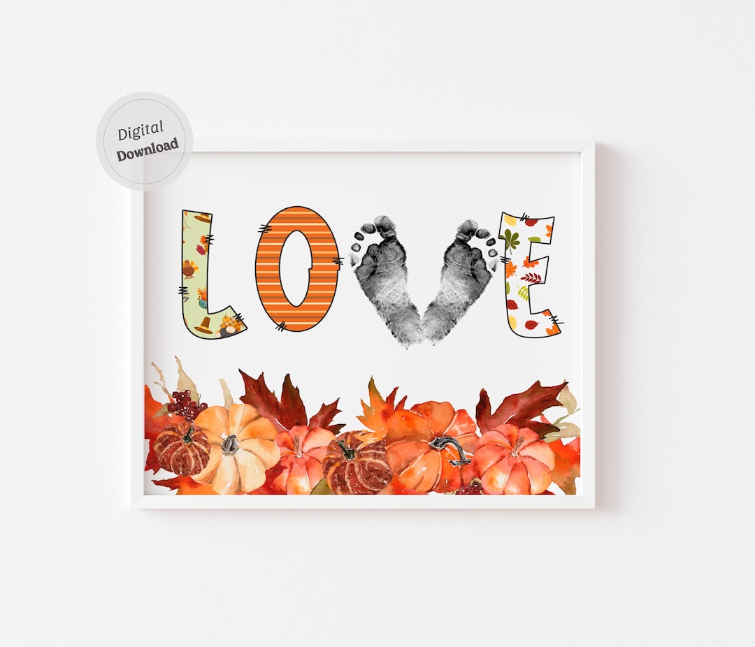 Thanksgiving Love Footprint Art Crafts, 1st Thanksgiving Infant, DIY ...