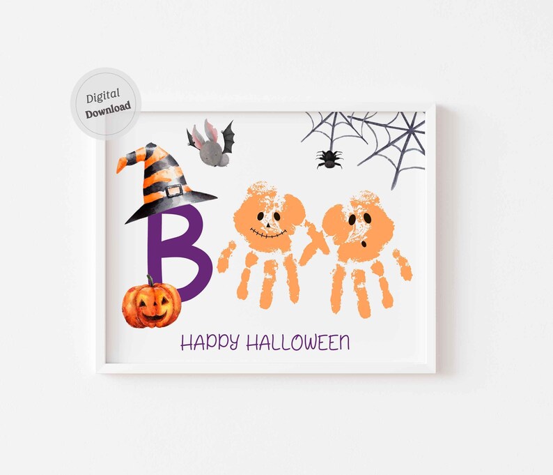 Halloween Art Ghost Handprint Printable Boo Template Baby - Etsy